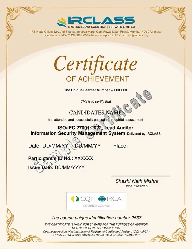 ISO 27001 Lead Auditor | CQI IRCA Certified Training | GISA Council